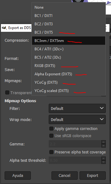DDS parameters in GIMP | FSDeveloper