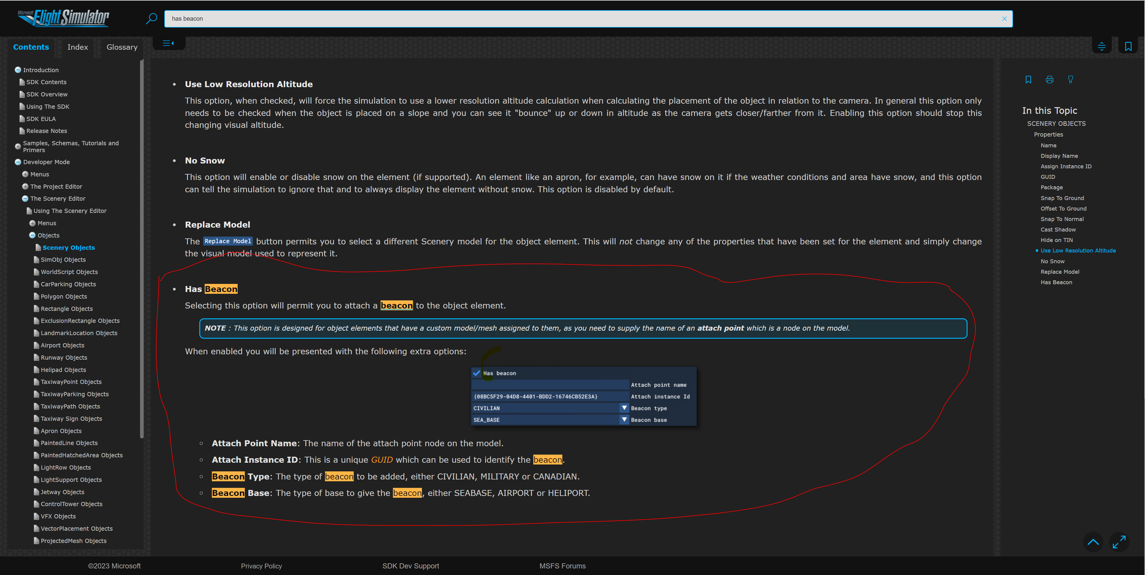 SDK - MSFS - Object Properties - Has Beacon? | FSDeveloper